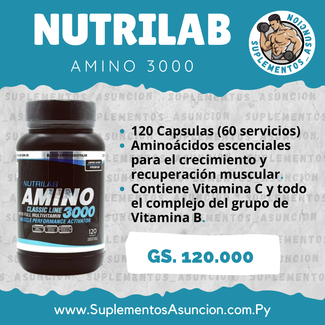 Amino 3000 - 120 capsulas [NUTRILAB] – Suplementos Asuncion